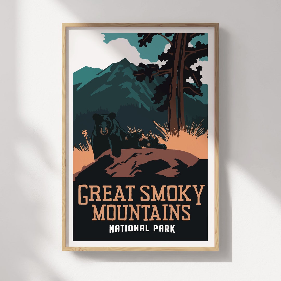 GSMNP Black Bear Travel Poster - Etsy