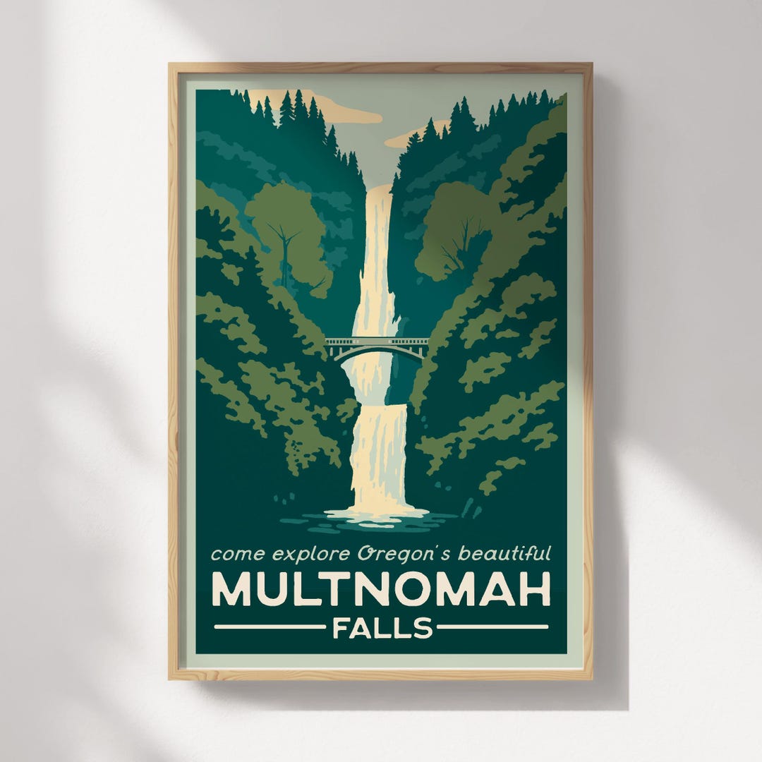 Multnomah Falls, Oregon Travel Poster - Etsy