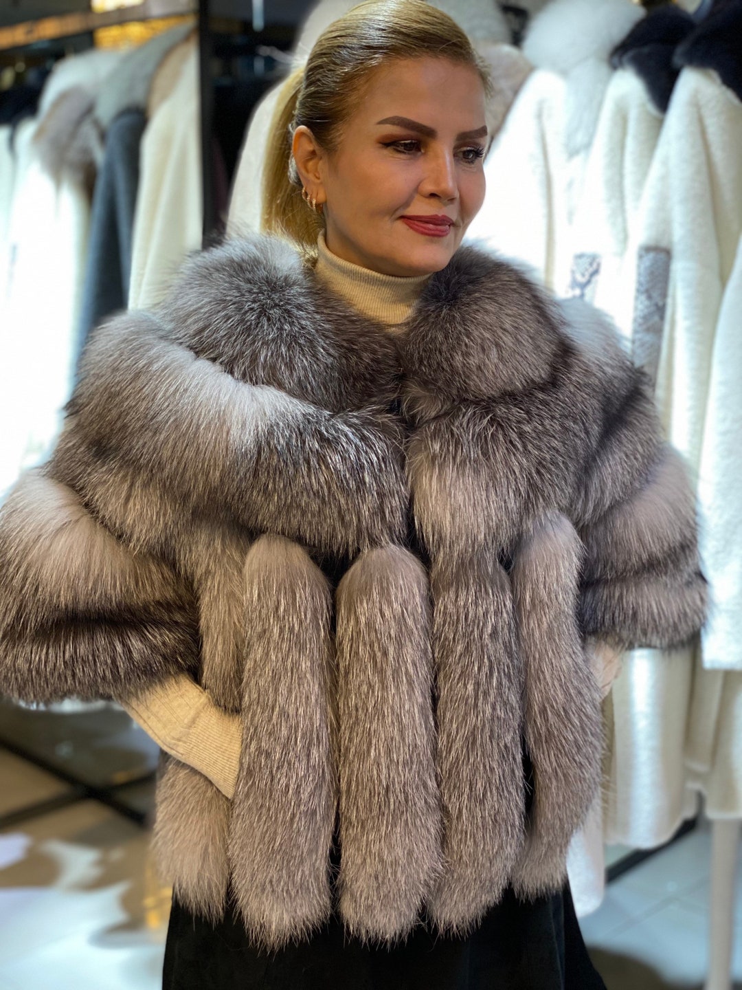 Women Fur Coat With Real Fox Fur Luxury Women Jacket Womens Winter