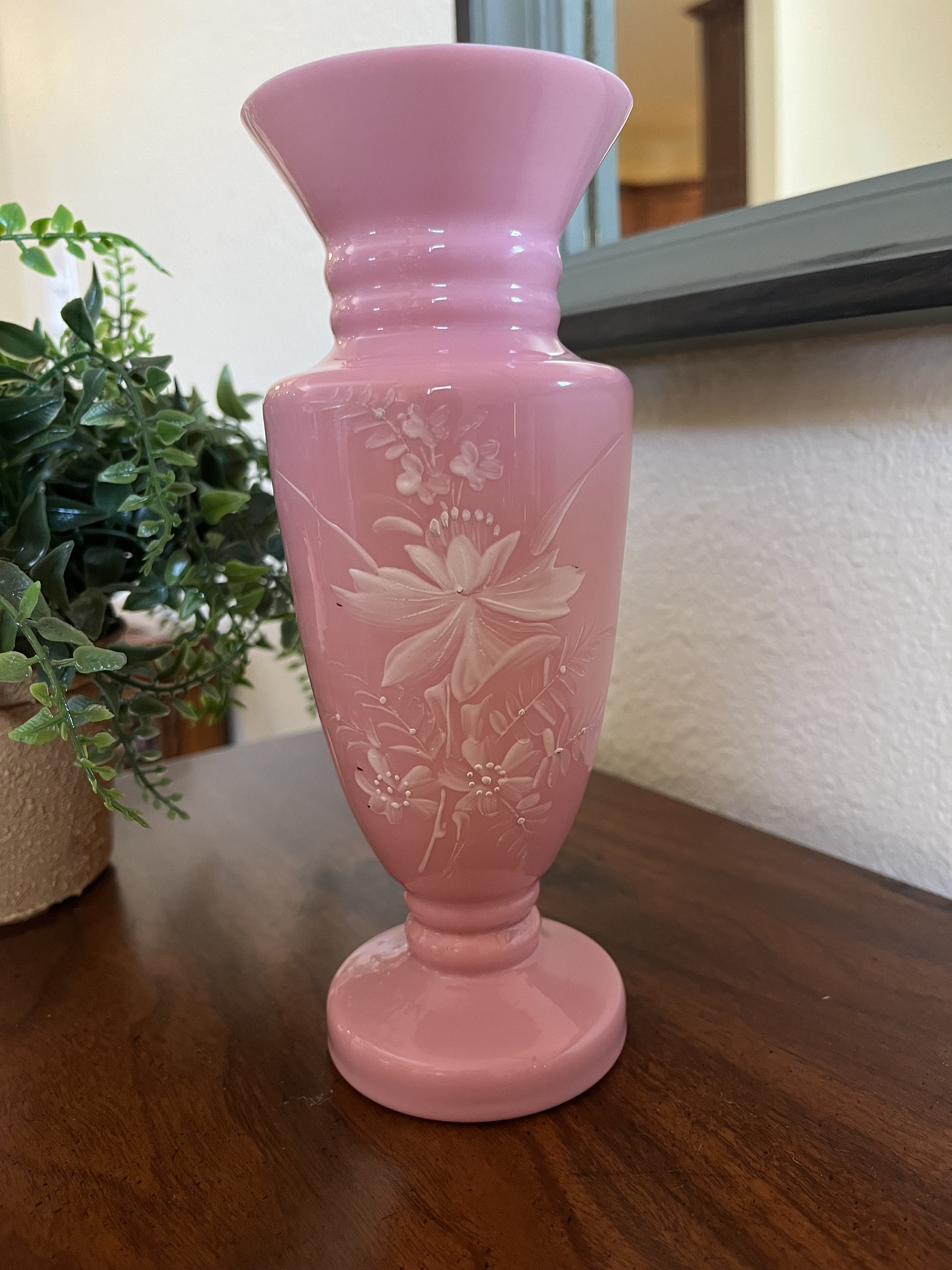 Antique Pink Opaline Vase - Etsy