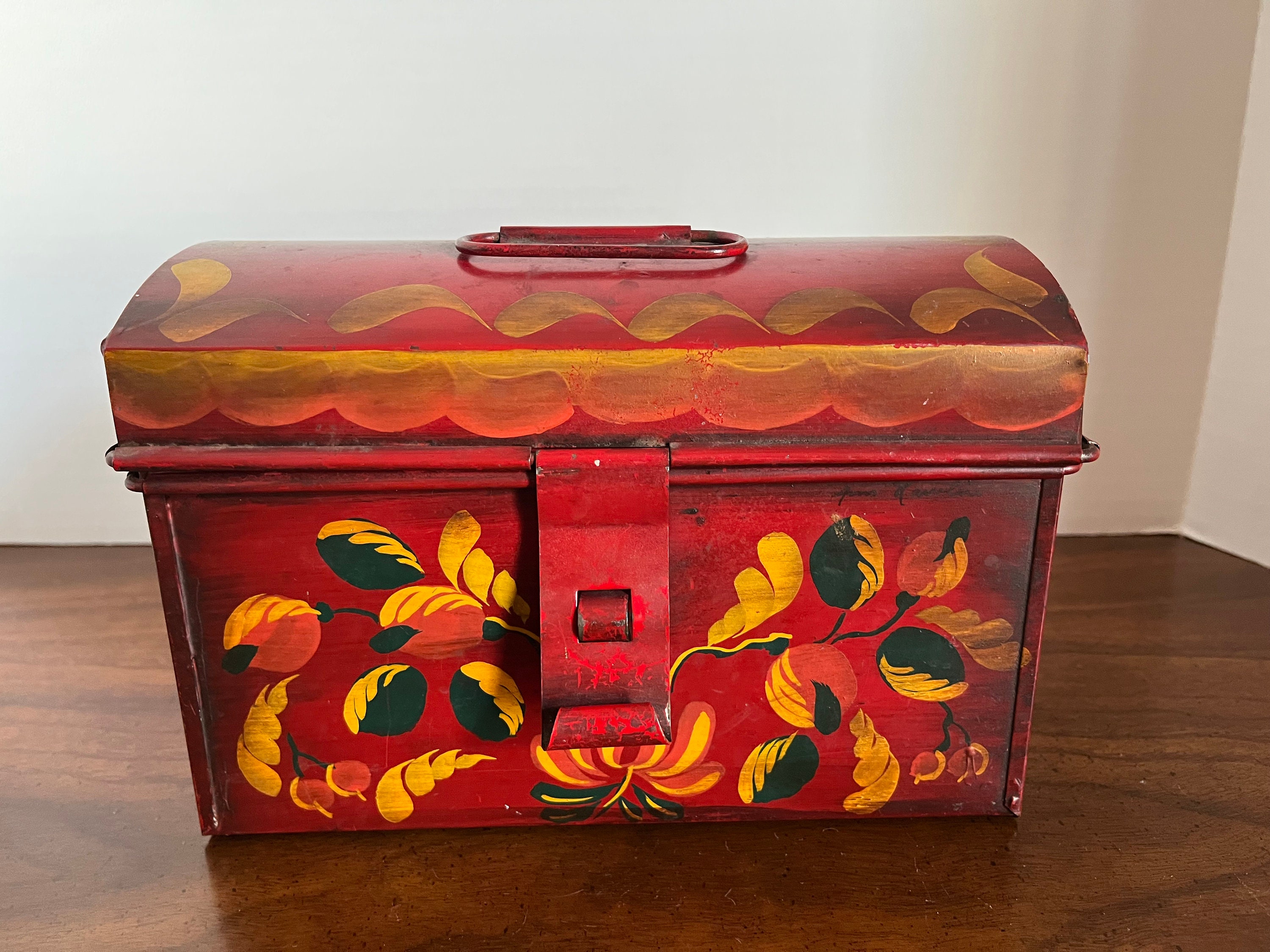 Vintage Toleware Hand Painted Metal Box-anne Rawlin Signed - Etsy