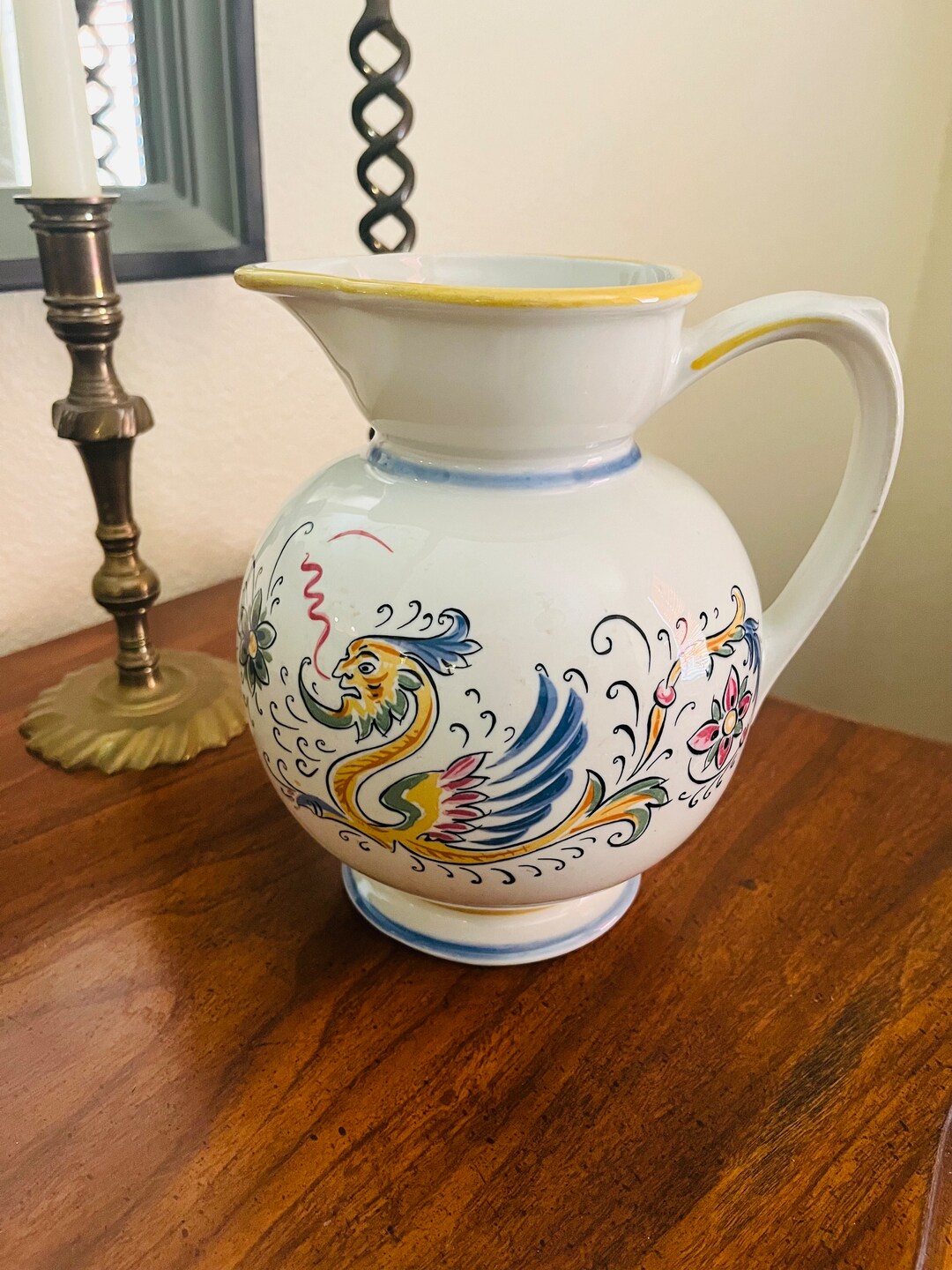 Vintage Hall Pottery Dragon Man Pitcher 2533 - Etsy