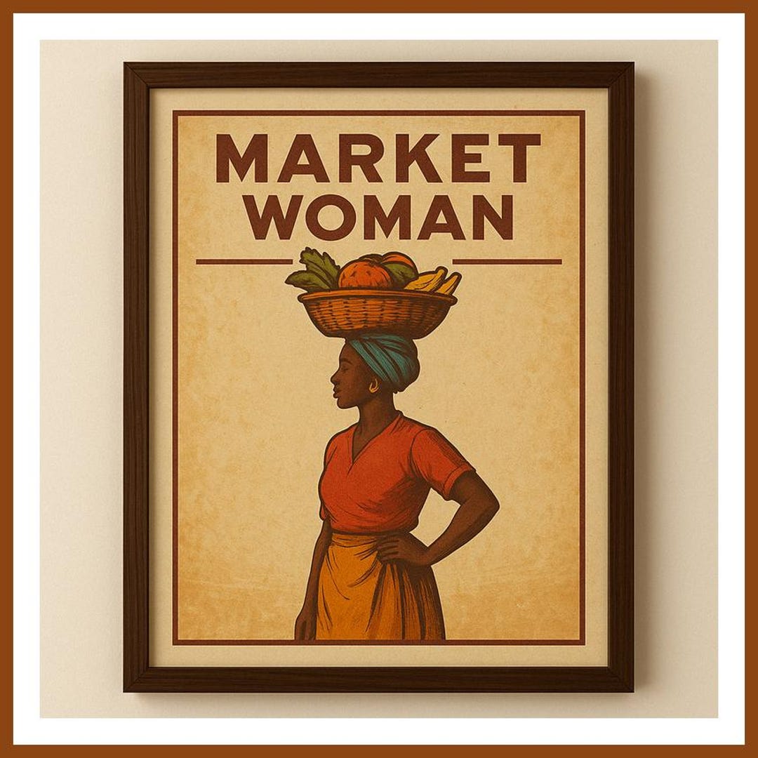 Market Woman – Yoruba Daily Life Wall Art | Vintage African Poster ...