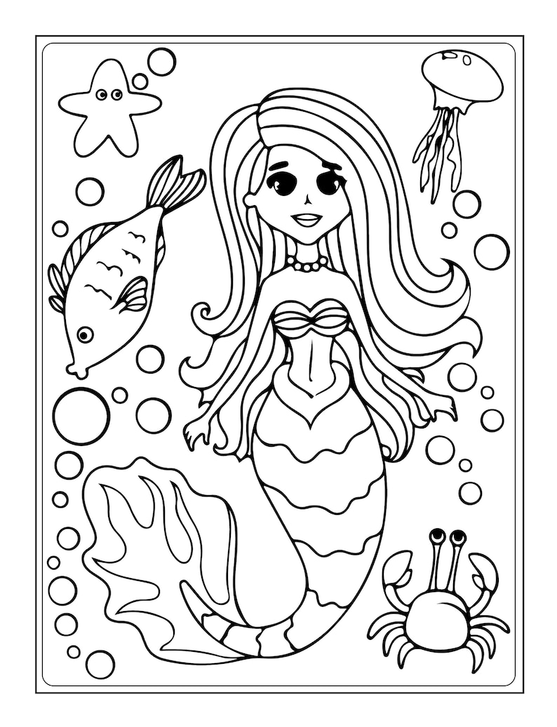 Mermaid Coloring Book: 100 Pages! - Etsy