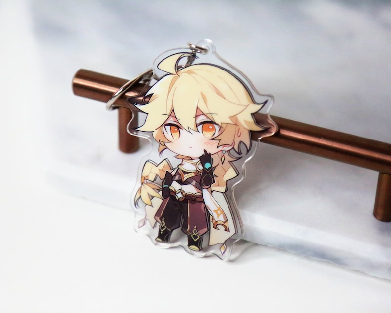 Traveller Keychains (aether and Lumine) - Acrylic Charms Genshin Impact ...