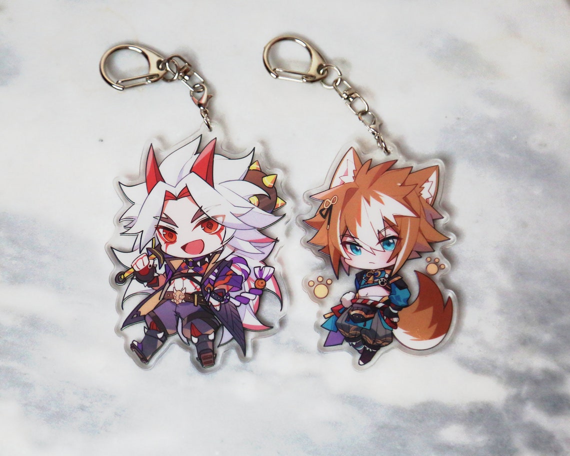 Itto and Gorou Keychains Genshin Impact Acrylic Charm - Etsy