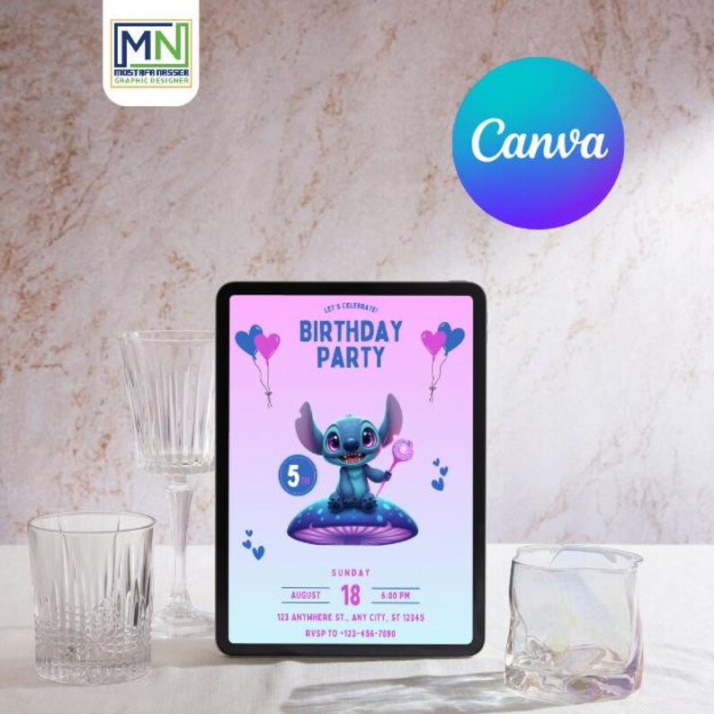 Editable Cute Alien Birthday Invitation | Kids Party Digital Download ...