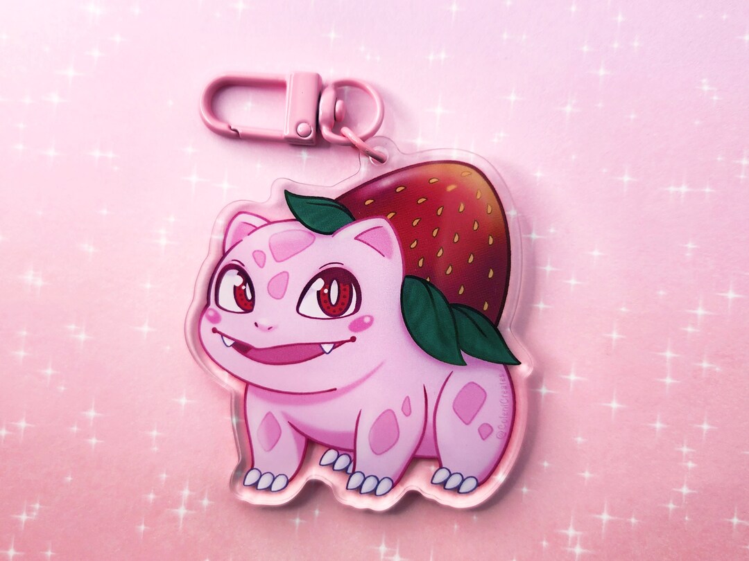 Strawberry Bulbasaur 2.5 Pokemon Acrylic Charm Keychain - Etsy