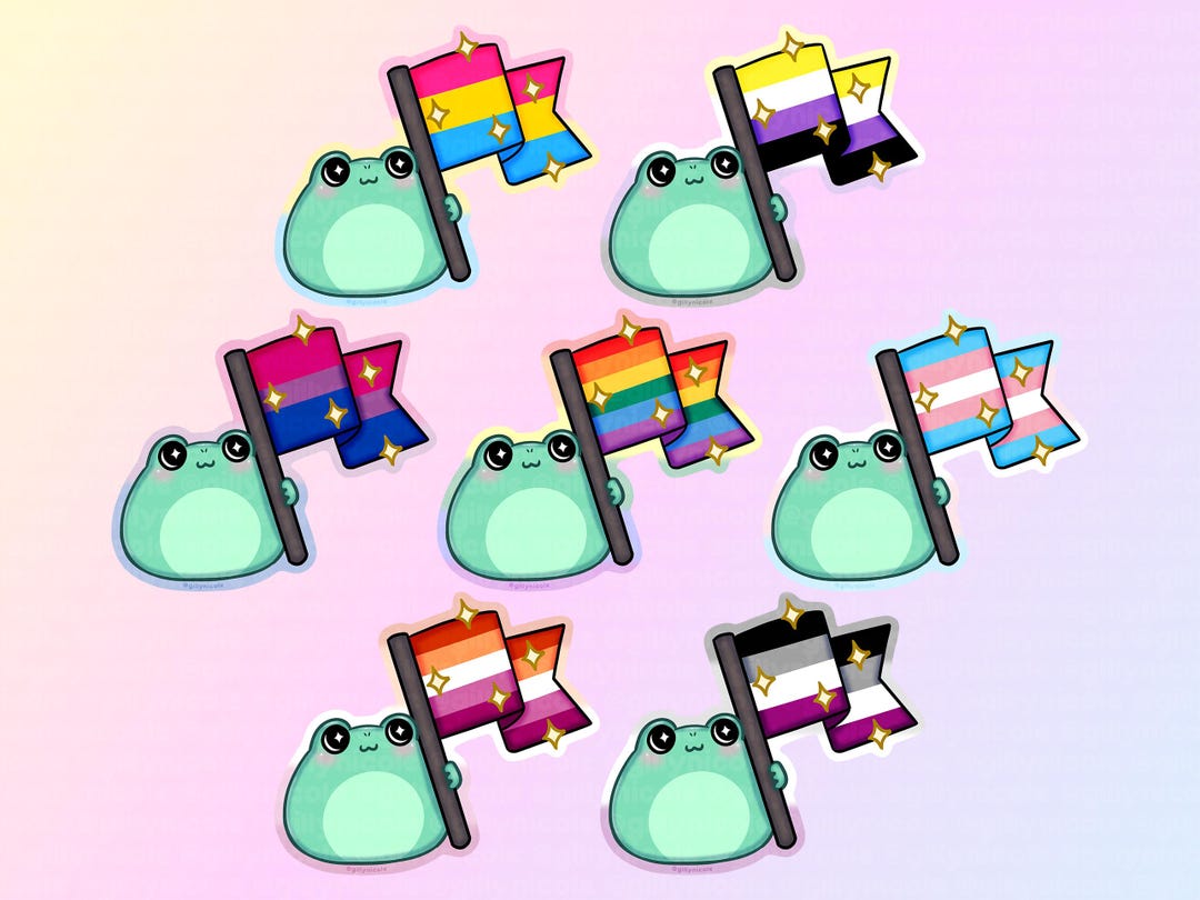 Pride Flag Frogs Variety Matte Vinyl Stickers (choose One), Vinyl Pride ...