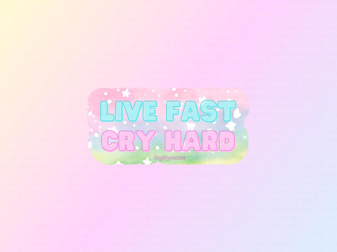 Live Fast Cry Hard Holographic Sticker, Funny Mental Health Sticker - Etsy