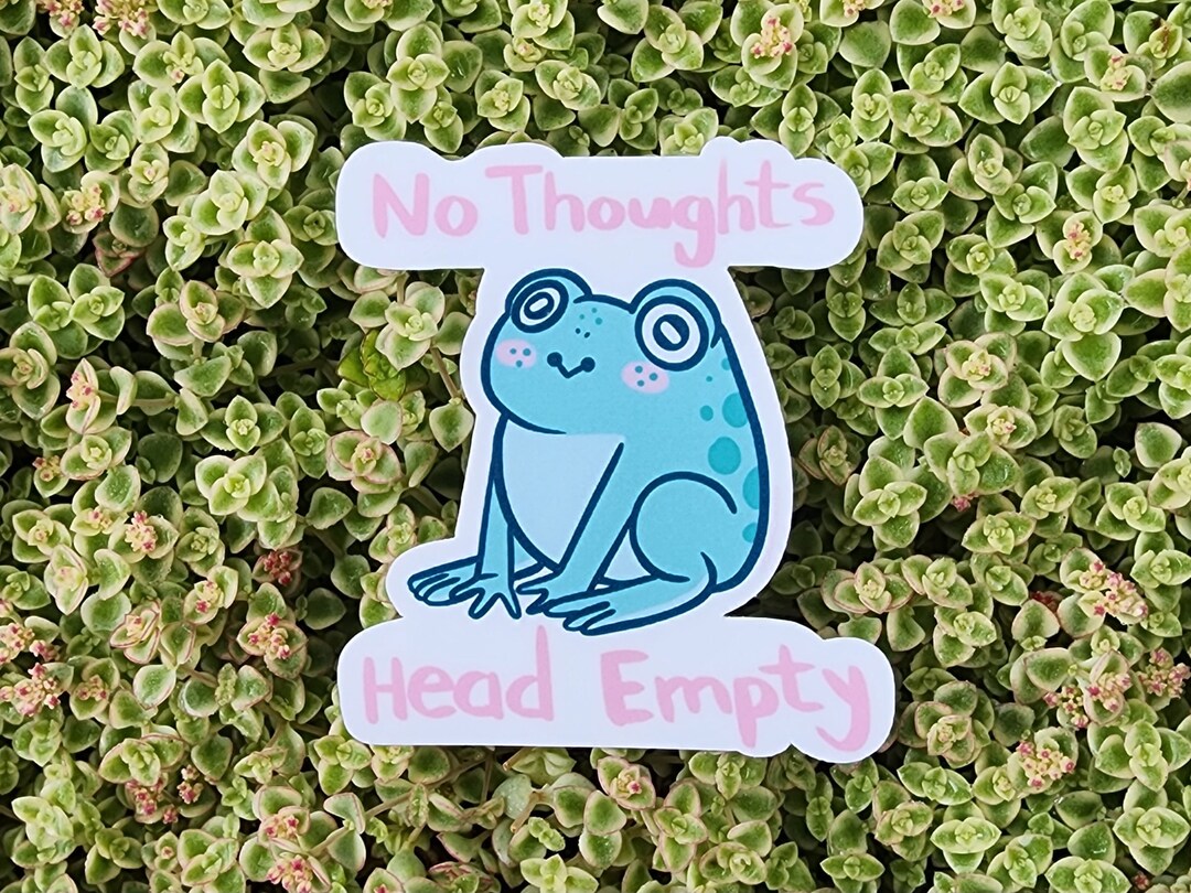 No Thoughts Head Empty Frog Vinyl Sticker, Frog Sticker, Funny Sticker ...