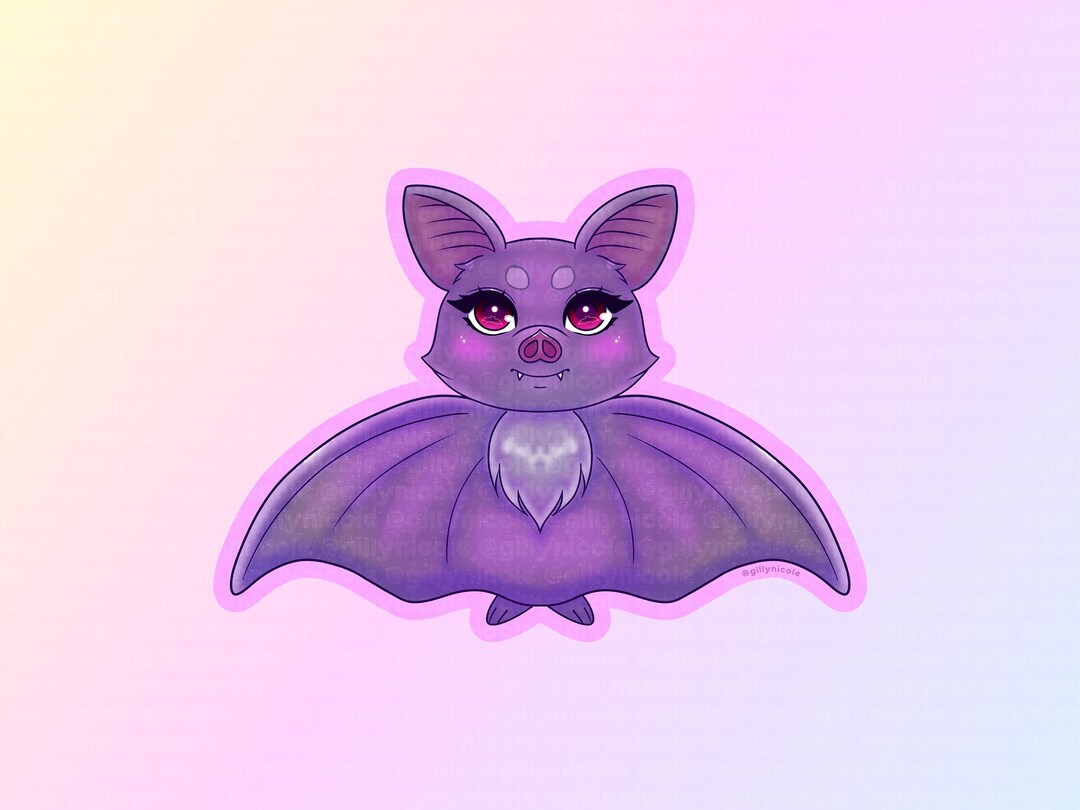 Purple Bat Sticker Halloween Bat Sticker Cute Bat Vinyl Sticker - Etsy