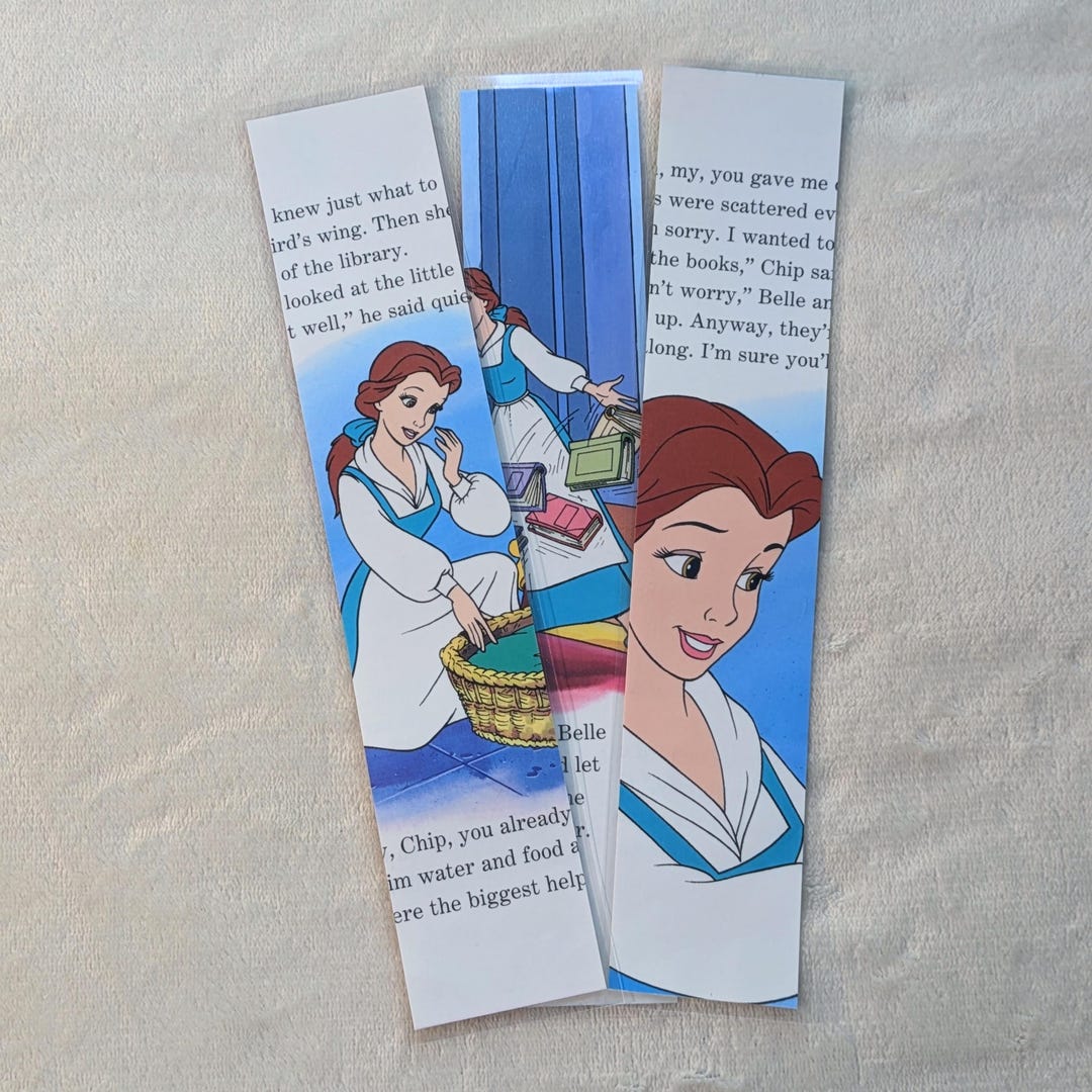 Beauty and the Beast Bookmark, Double Sided Laminated Upcycled ...