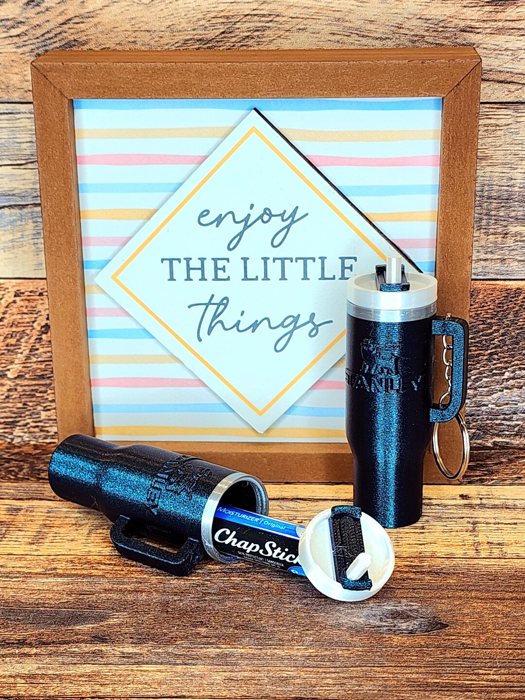 Chapstick Holder Burnt Titanium Stanley Inspired Tumbler Keychain, With ...