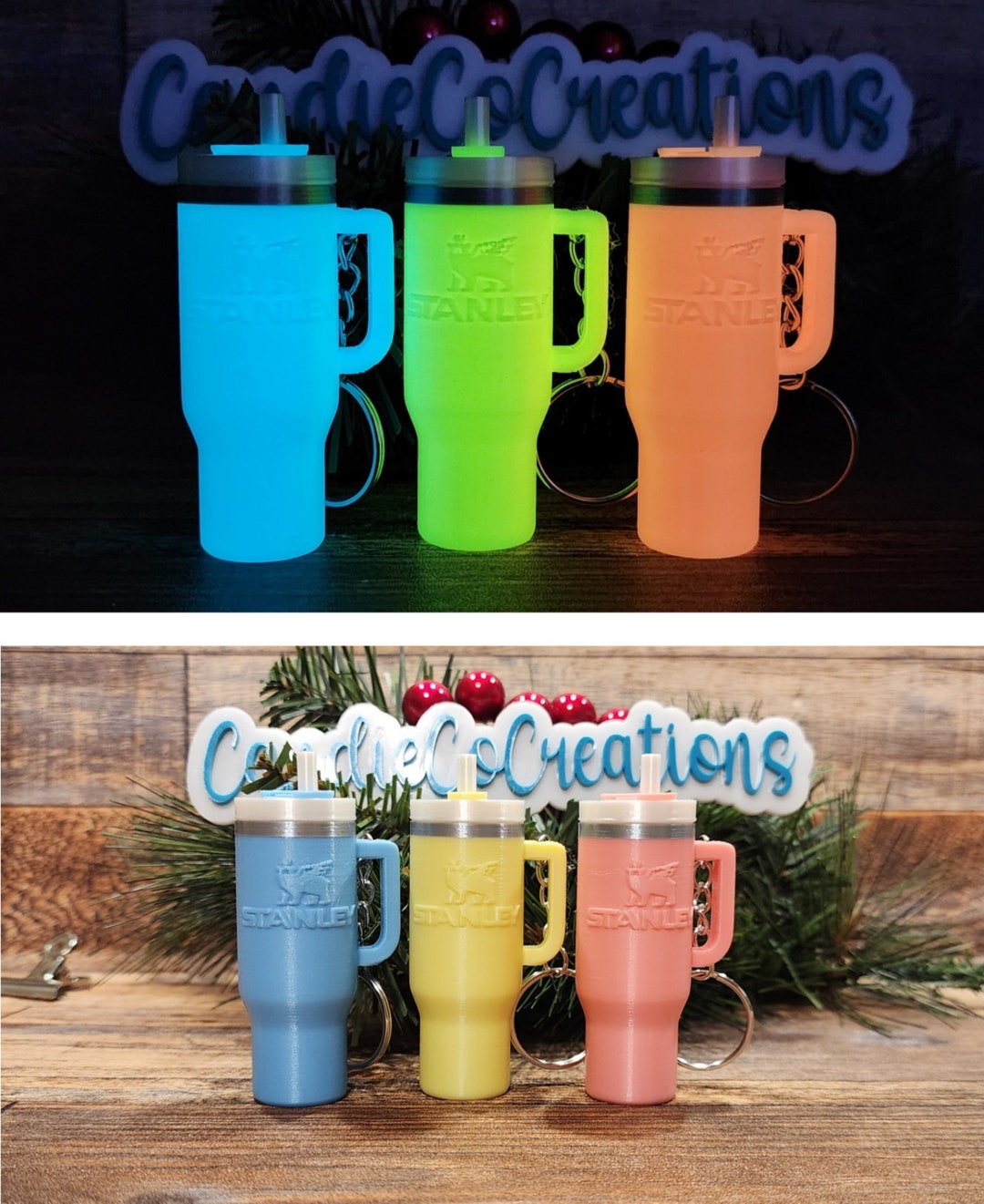Mini GLOW in THE DARK Stanley Inspired Tumbler Keychain, With Storage ...