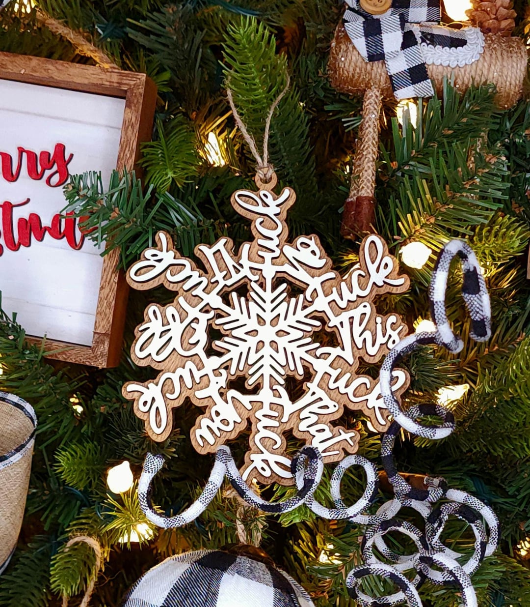 Sweary Snowflake Ornament: Funny Snarky Christmas Decor F*ckflake - Etsy