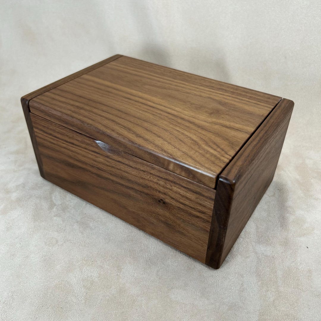 Classic Wooden Box With Lid Made From Solid Walnut, Multi Purpose Wood ...