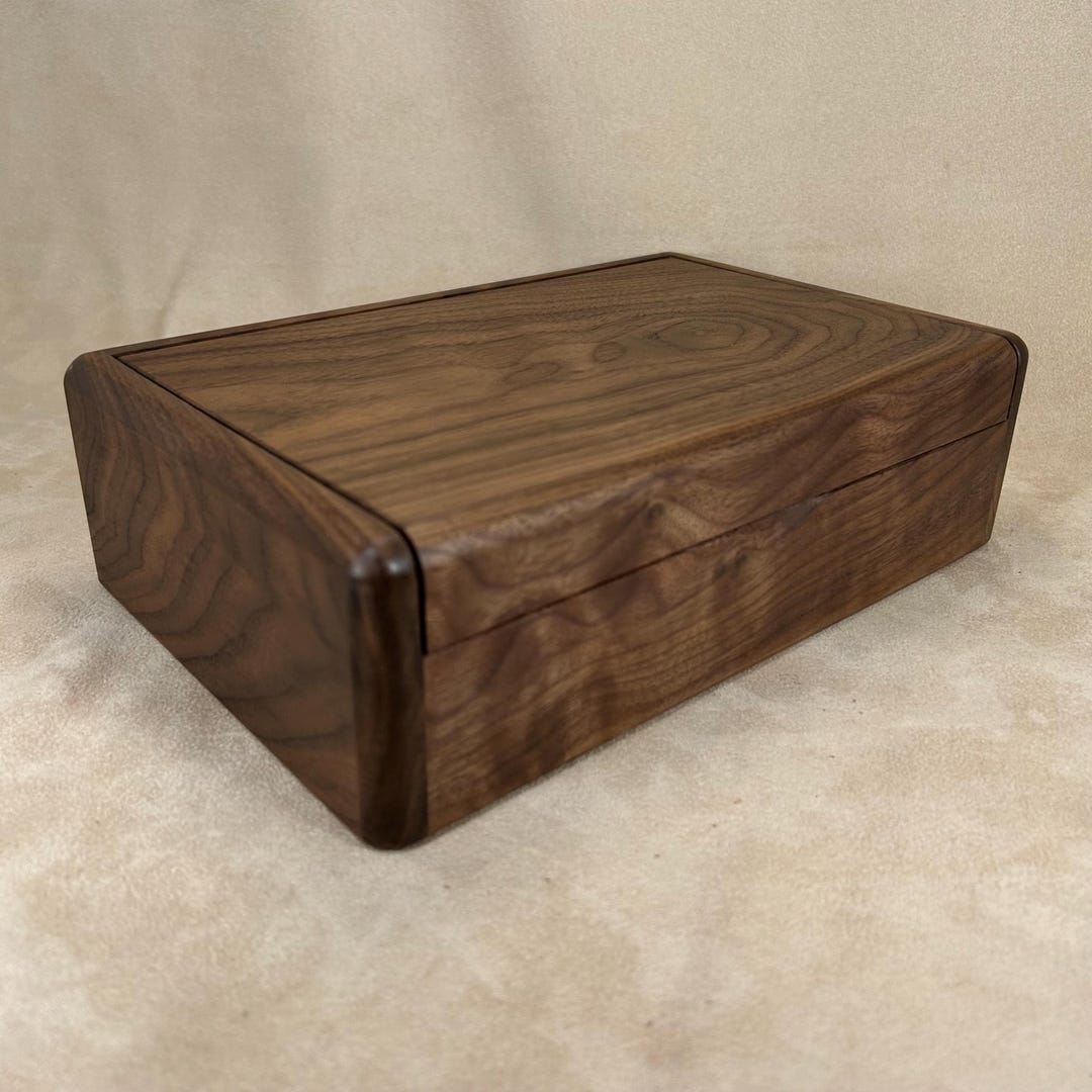 Unique Jewelry Box With Lid Made From Solid Walnut, Multi Purpose Wood ...