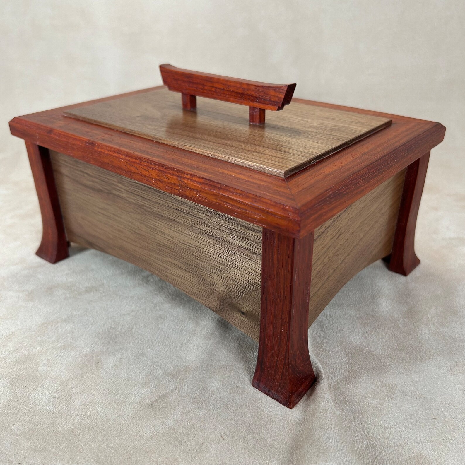 Handmade Walnut and Padauk Box With Lid, Wooden Box With Hinge Lid ...