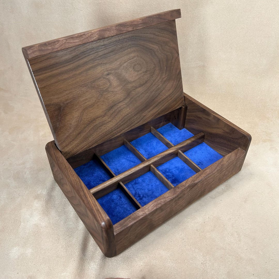 Unique Jewelry Box With Lid Made From Solid Walnut, Multi Purpose Wood ...