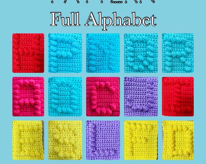 Digital Crochet Pattern for a Bobble Stitch Alphabet of Capital Letters ...