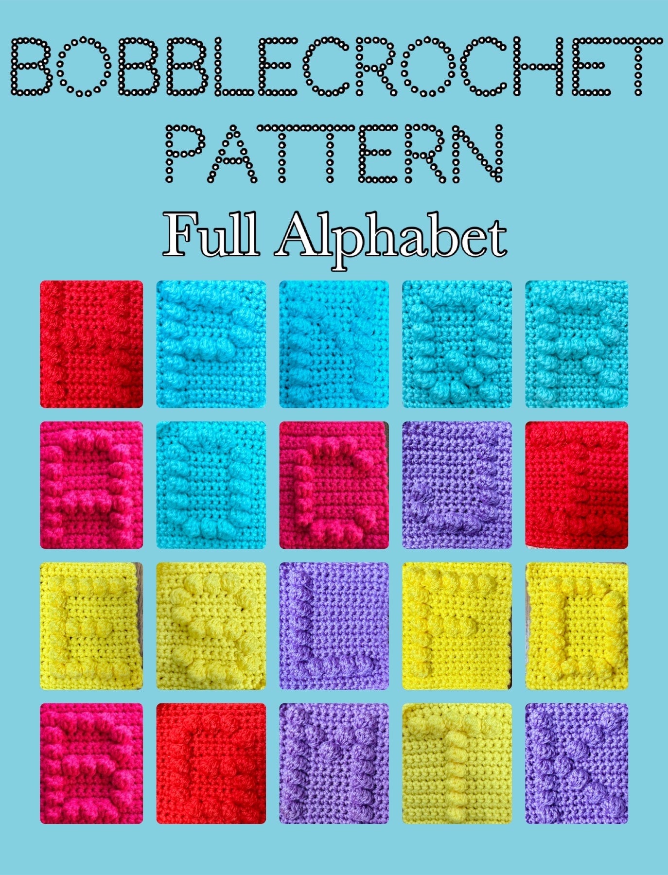 Full Alphabet Bobble Crochet Patterns - Etsy