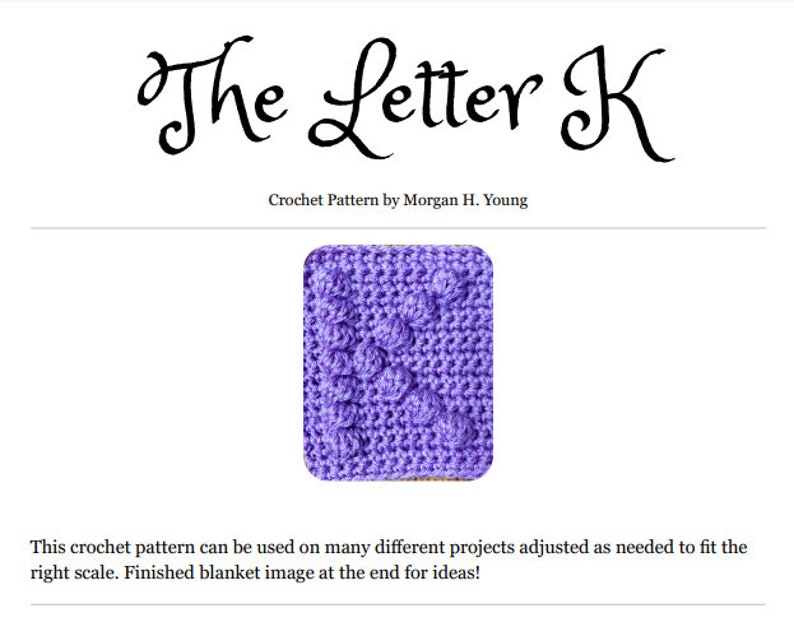 Letter "k" Crochet Bobble Pattern - Etsy