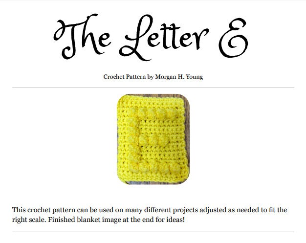 Letter "e" Crochet Bobble Pattern - Etsy