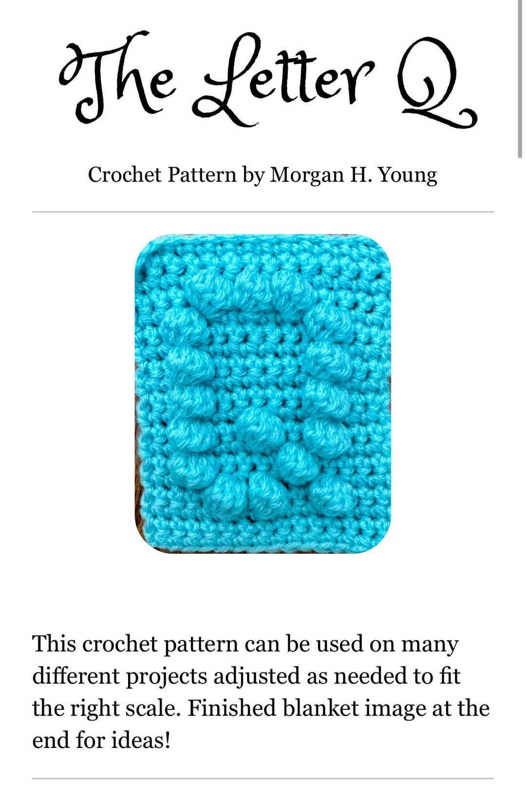 Letter "q" Crochet Bobble Pattern - Etsy