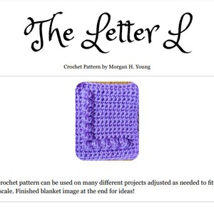 Letter l Crochet Bobble Pattern - Etsy