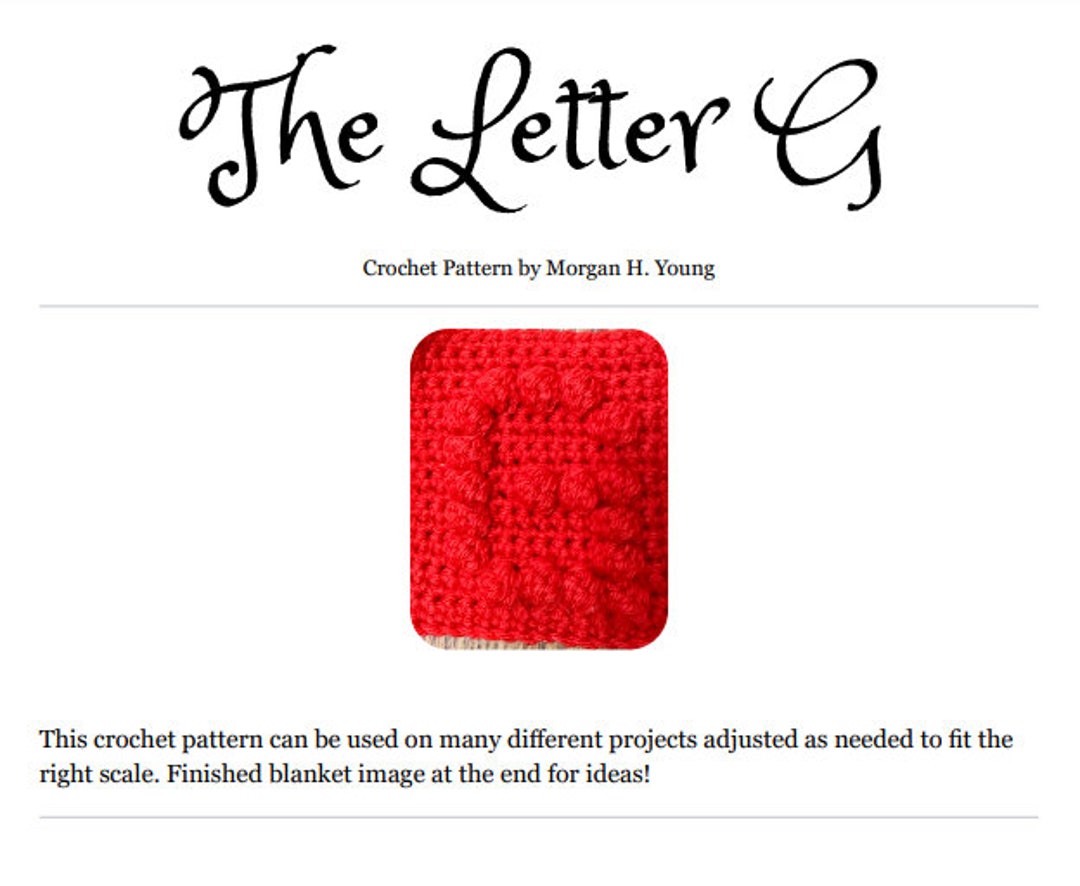 Letter "g" Crochet Bobble Pattern - Etsy