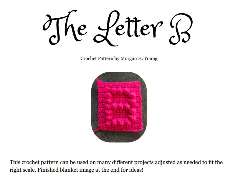Letter "b" Crochet Bobble Pattern - Etsy