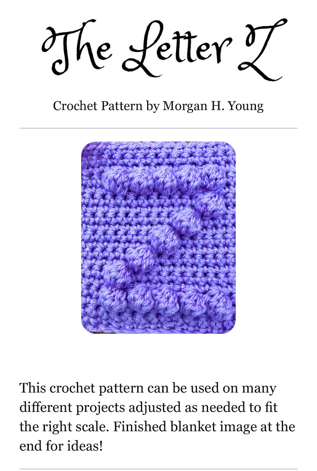 Letter "z" Crochet Bobble Pattern - Etsy