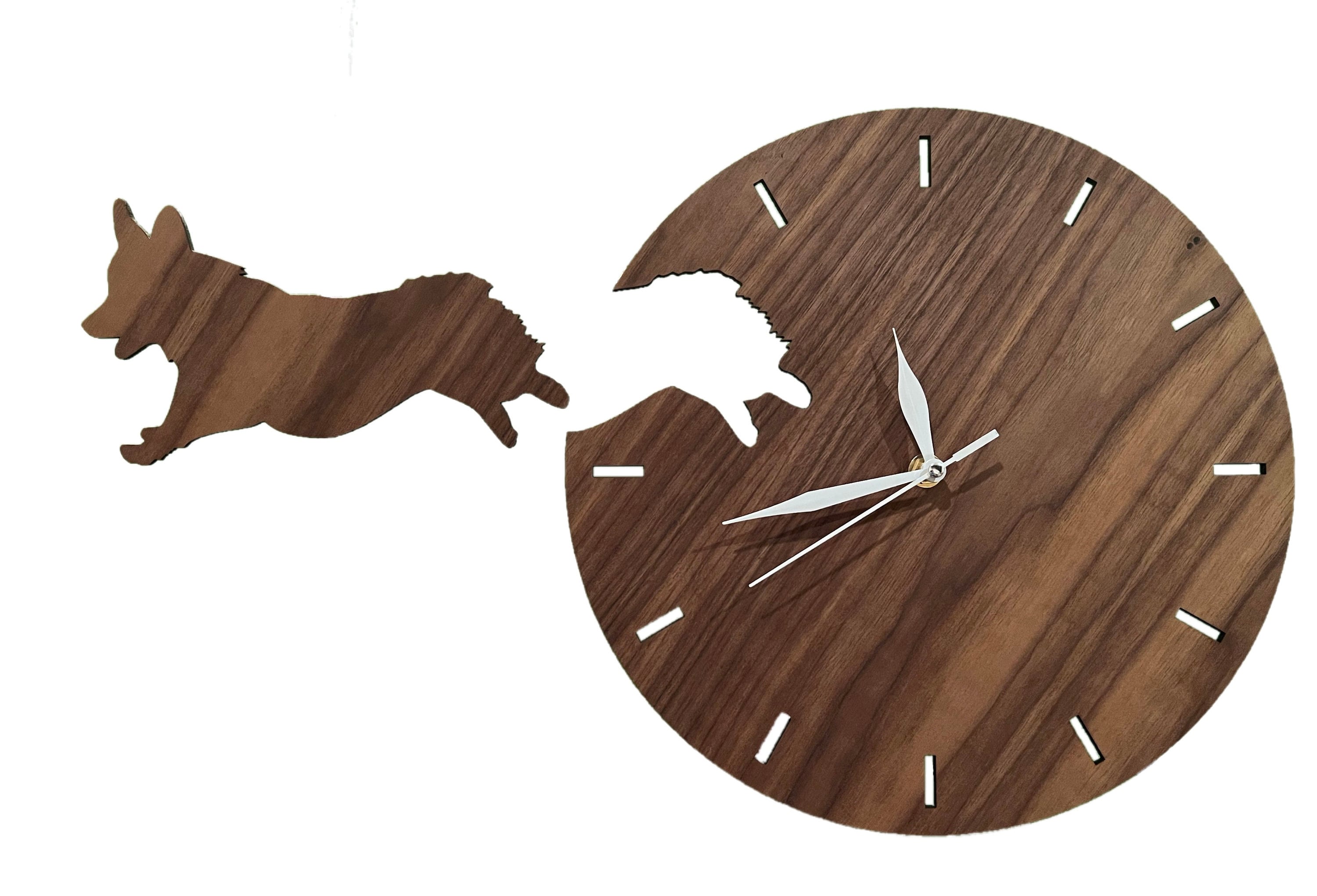 Walnut Wood Corgi Clock - Etsy