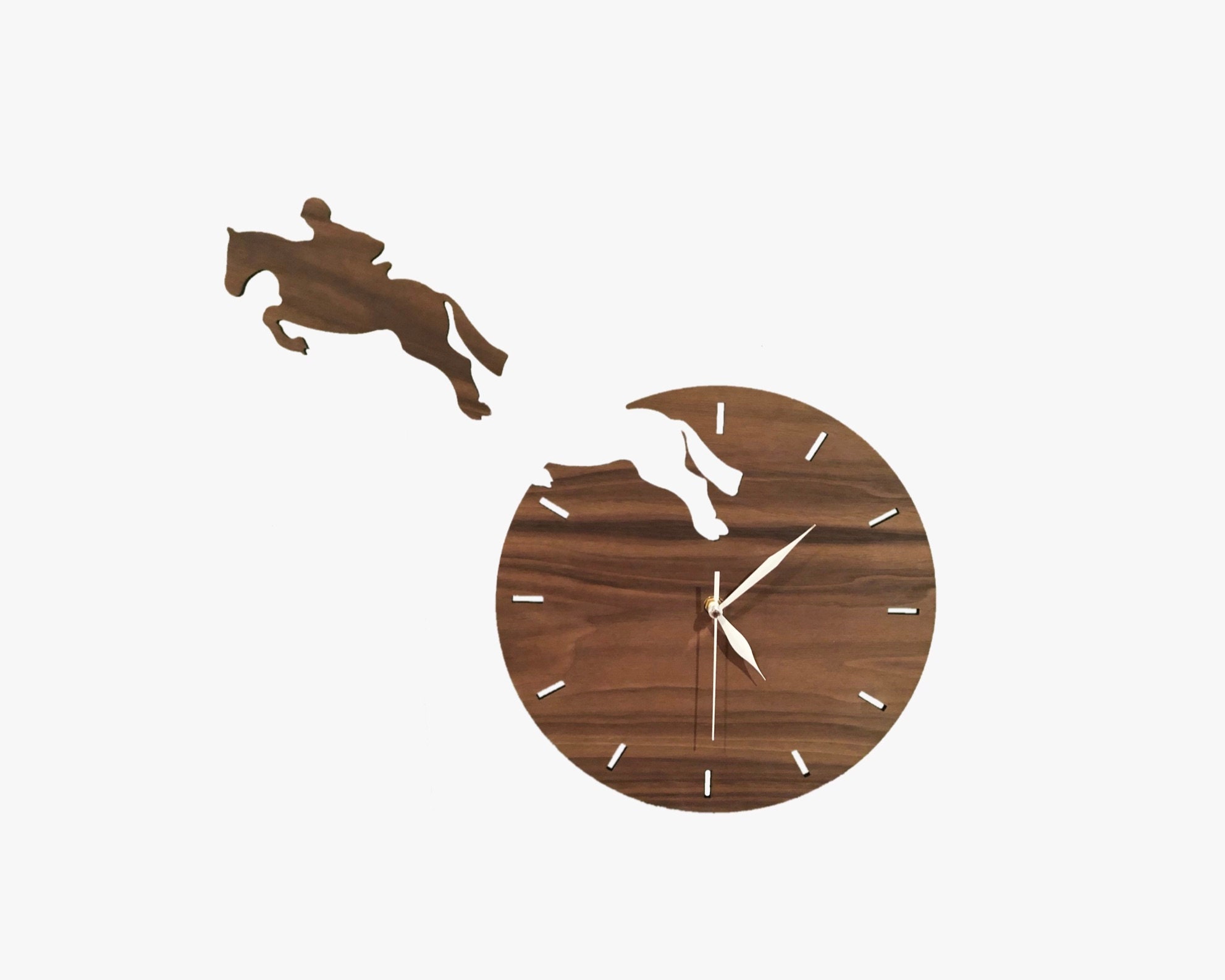 Walnut Wood Hunter Jumper Horse Clock - Etsy
