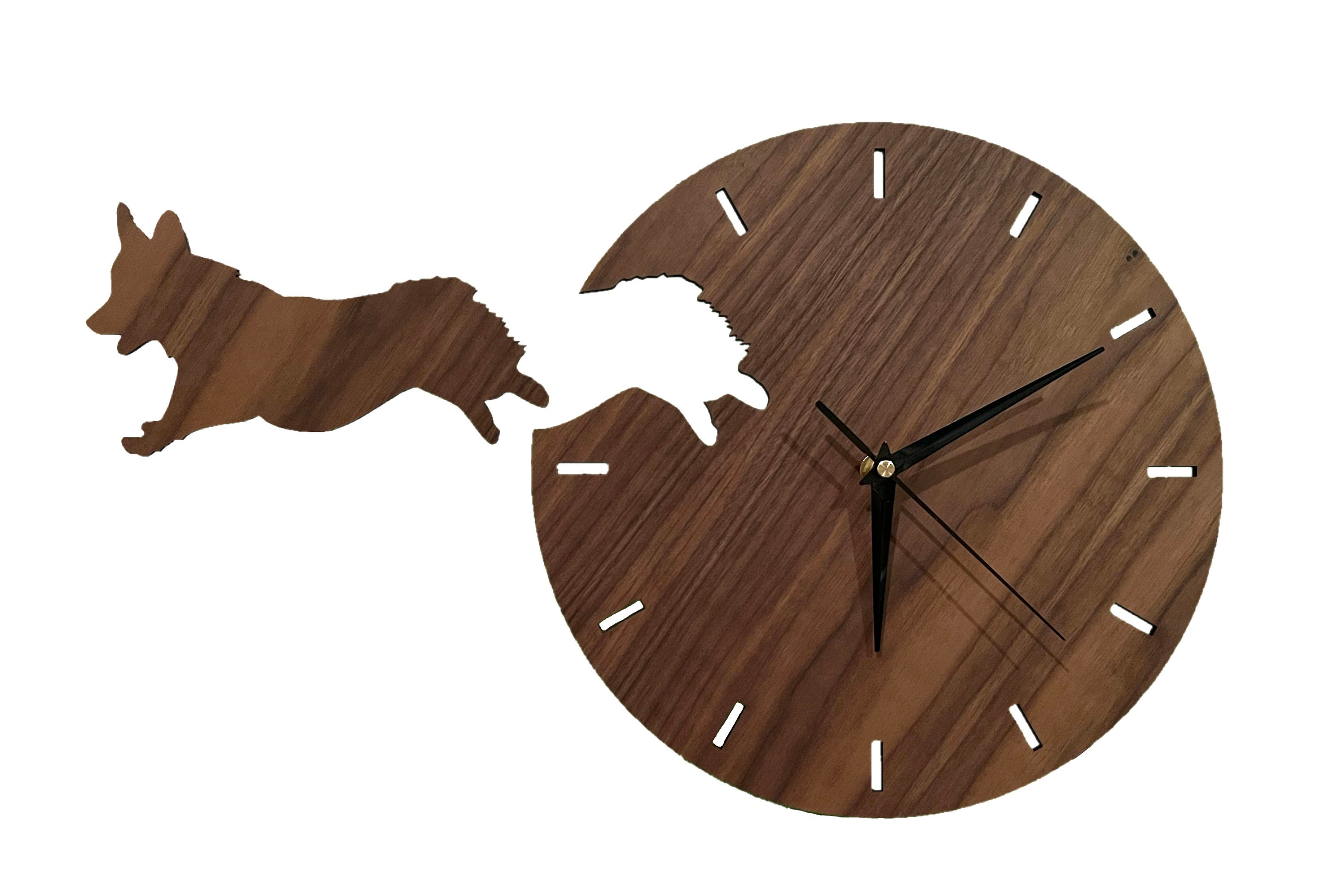 Walnut Wood Corgi Clock - Etsy