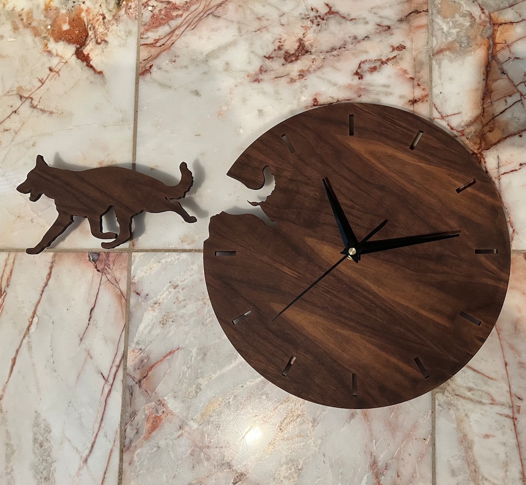 Walnut Wood German Shepherd Clock - Etsy