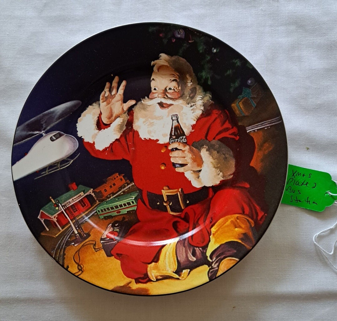 Sakura Coca Cola Santa Claus 8" Plate Stoneware Christmas Santa Bus ...