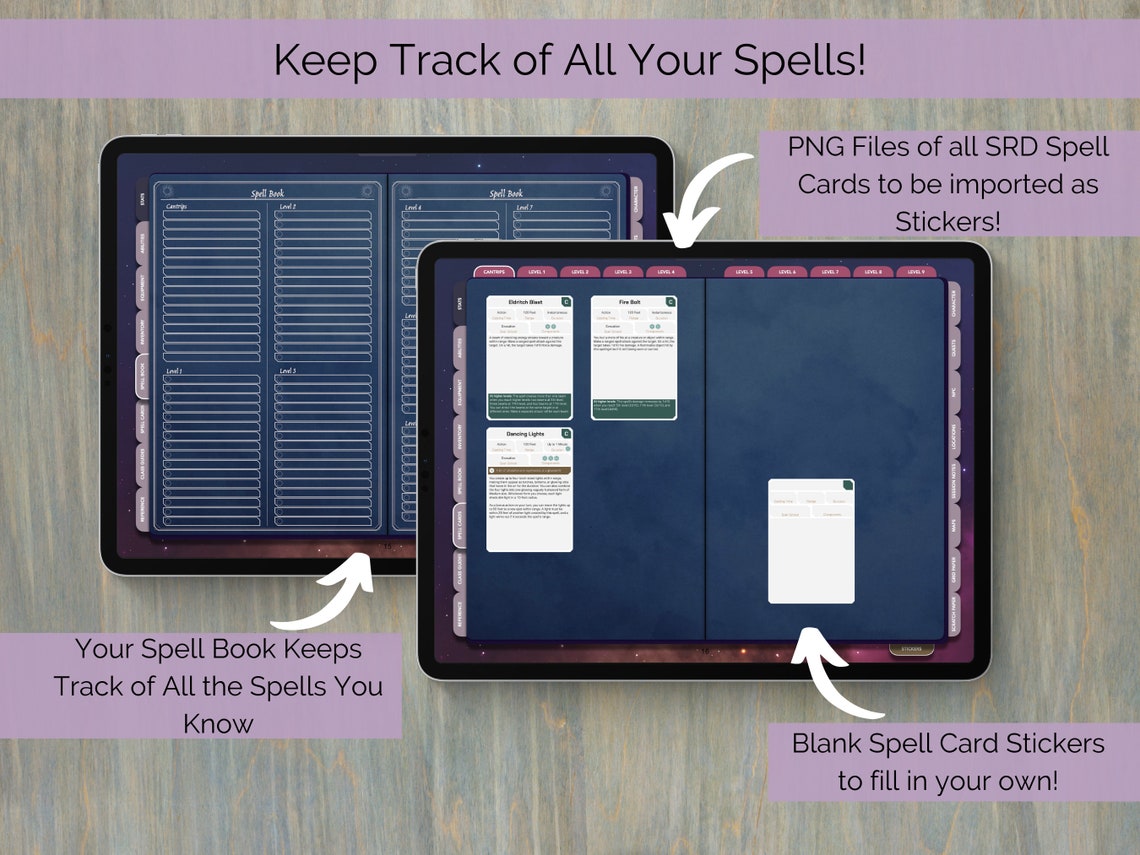 Digital Dnd Character Journal Dnd Character Sheet With Spell - Etsy