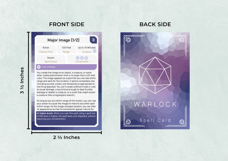 Dnd Warlock Spell Cards Custom 5th Edition Character Spell - Etsy