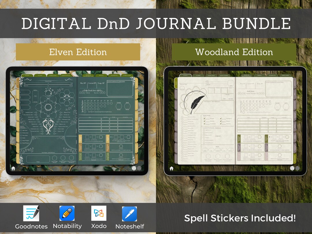 Digital Dnd Character Journal Bundle, Dnd Character Sheet Color Series ...