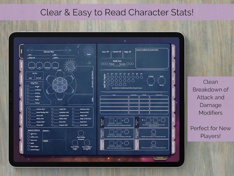 Digital Dnd Character Journal Dnd Character Sheet With Spell - Etsy