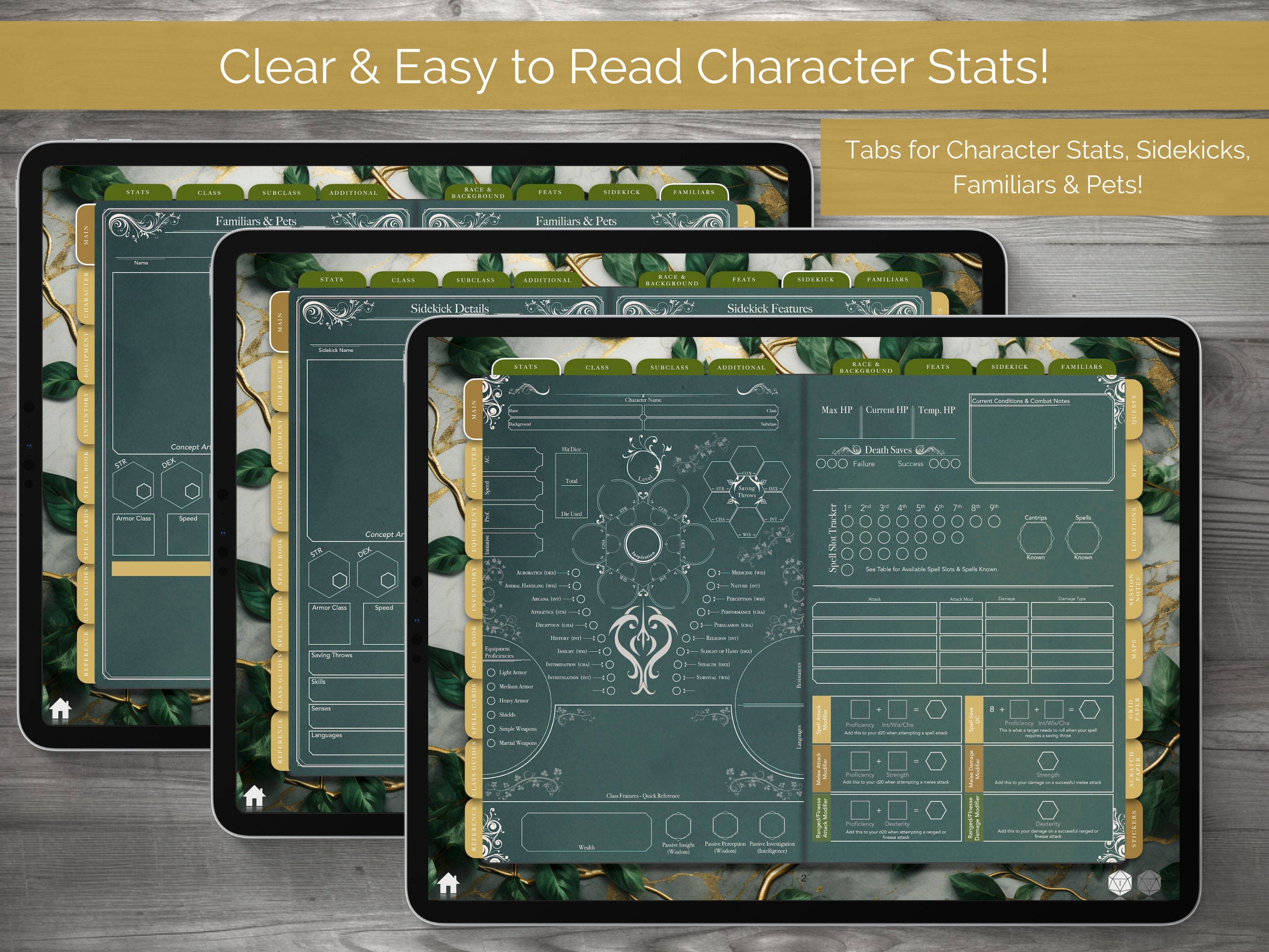 Digital Dnd Character Journal , Dnd Character Sheet With Spell Cards ...