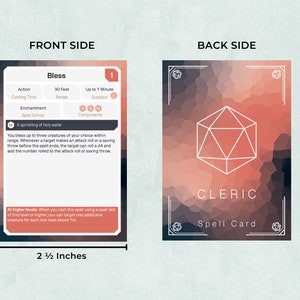 Dnd Cleric Spell Cards, Custom 5th Edition Character Spell Cards, 5e ...