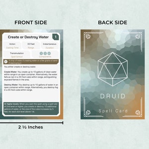 Dnd Druid Spell Cards, Custom 5th Edition Character Spell Cards, 5e ...