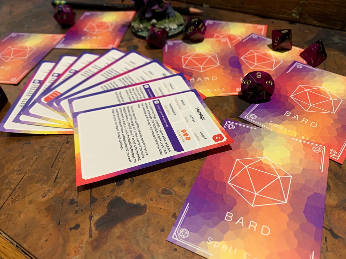 Dnd Bard Spell Cards, Custom 5th Edition Character Spell Cards, 5e ...