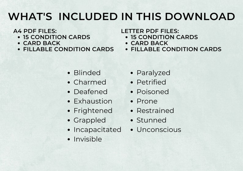 Dnd Character Condition Cards Custom 5th Edition Character - Etsy