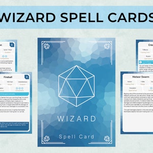 Dnd Wizard Spell Cards, Custom 5th Edition Character Spell Cards, 5e ...