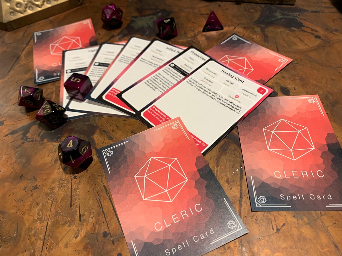 Dnd Cleric Spell Cards Custom 5th Edition Character Spell - Etsy