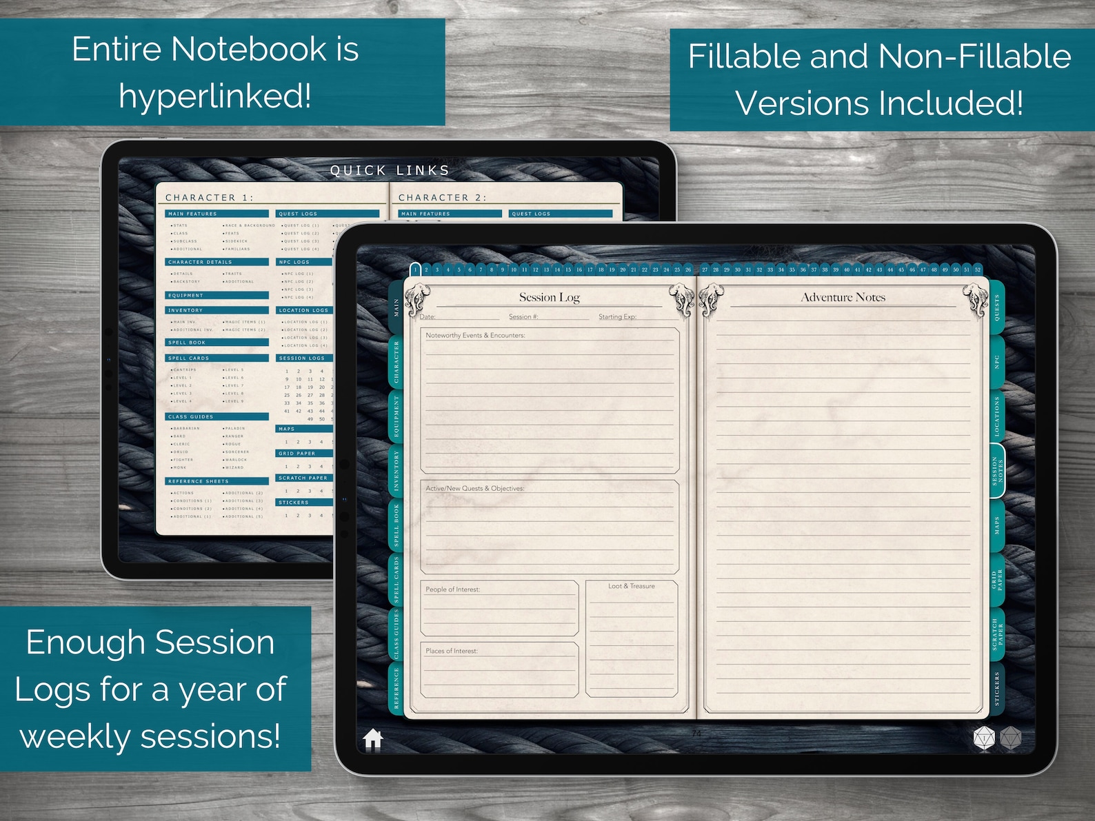 Digital Dnd Character Journal , Dnd Character Sheet With Spell Cards ...